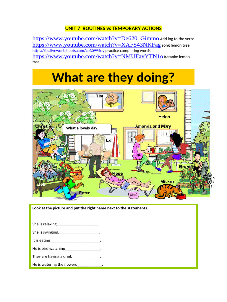 Present Continuous Practice | PDF | Grammar | Linguistics