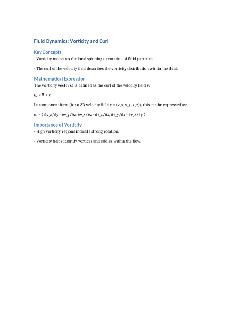 Vorticity and Curl in Fluid Dynamics | PDF