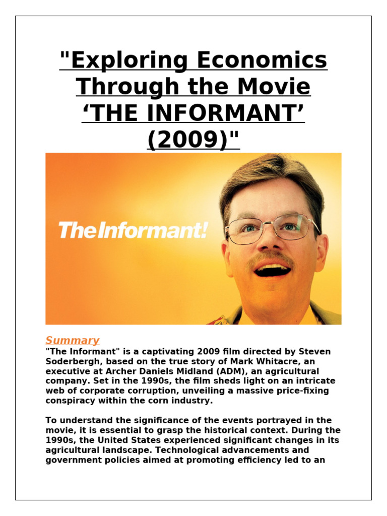 14 - THE INFORMANT (2009) - Economics Through Film (Market Competition ...