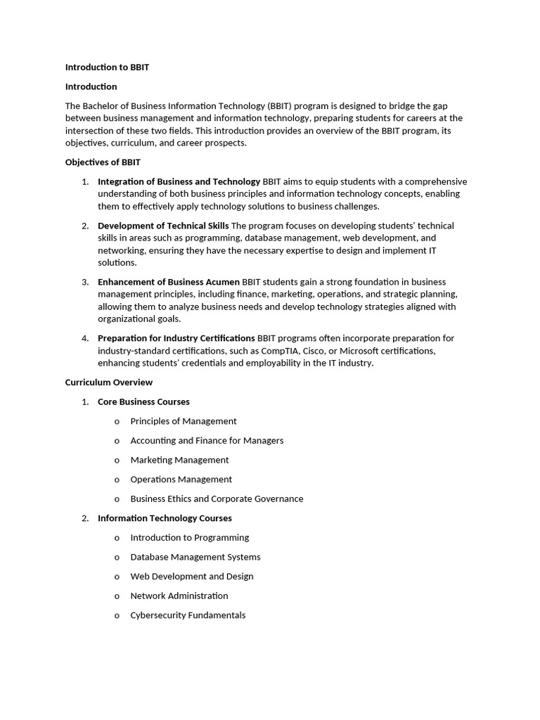 Introduction to BBIT | PDF | Web Development | Business