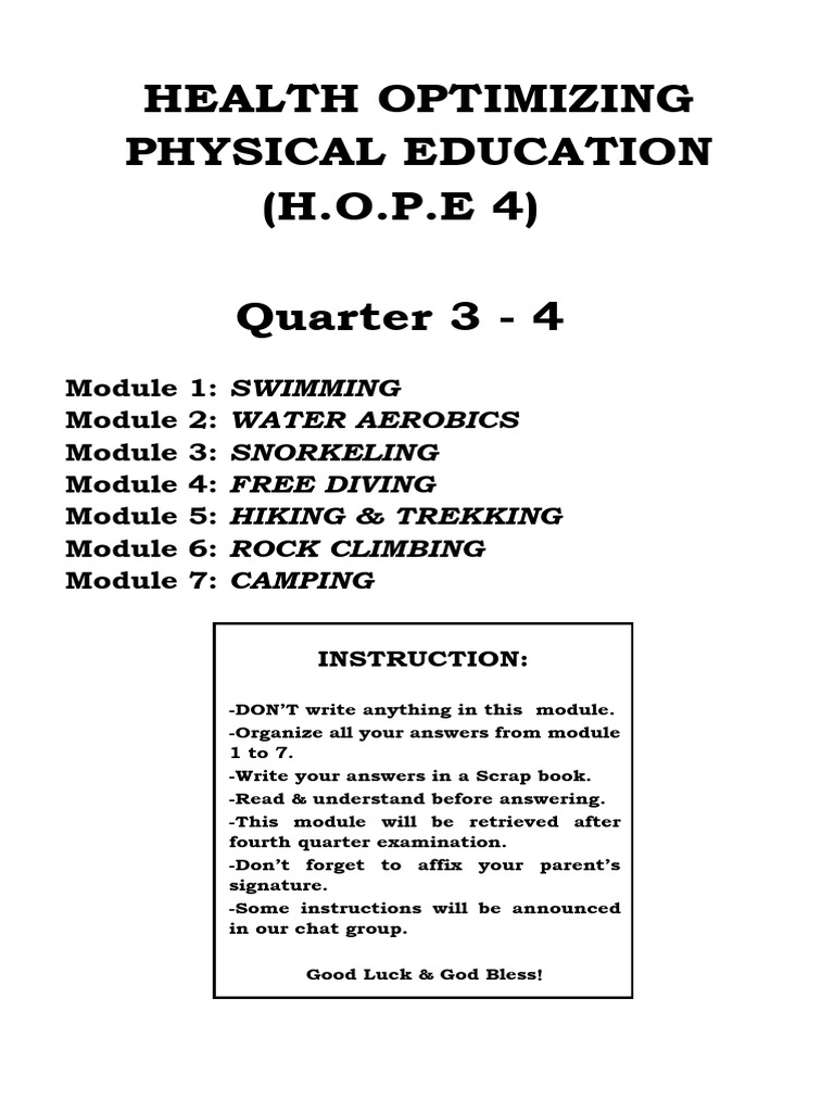 Q3 Q4 - PE12-Mod 1-4 Edited-24-25 | PDF | Snorkeling | Scuba Diving