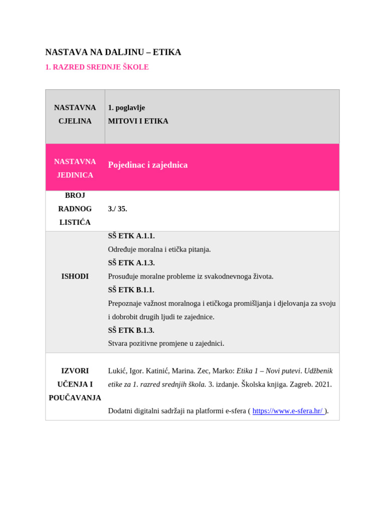E1 - RL03 - Pojedinac I Zajednica | PDF