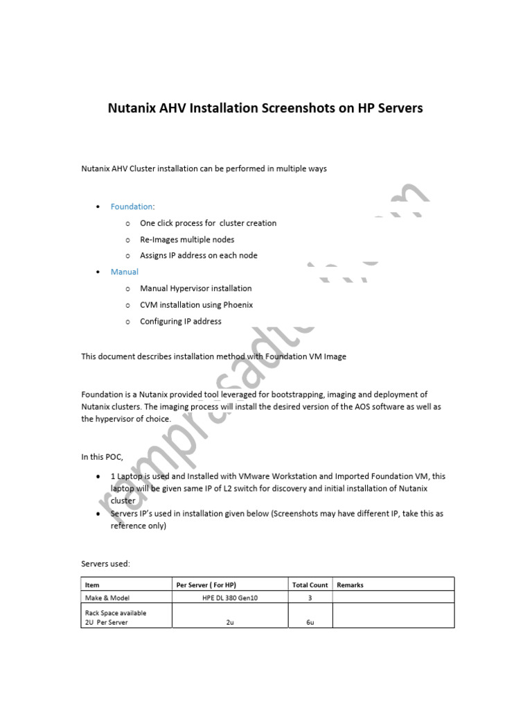 Nutanix AHV Installation on HP Servers | PDF | Computer Cluster ...