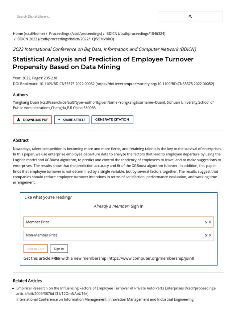 Statistical Analysis and Prediction of Employee Turnover Propensity Based On Data Mining | PDF ...