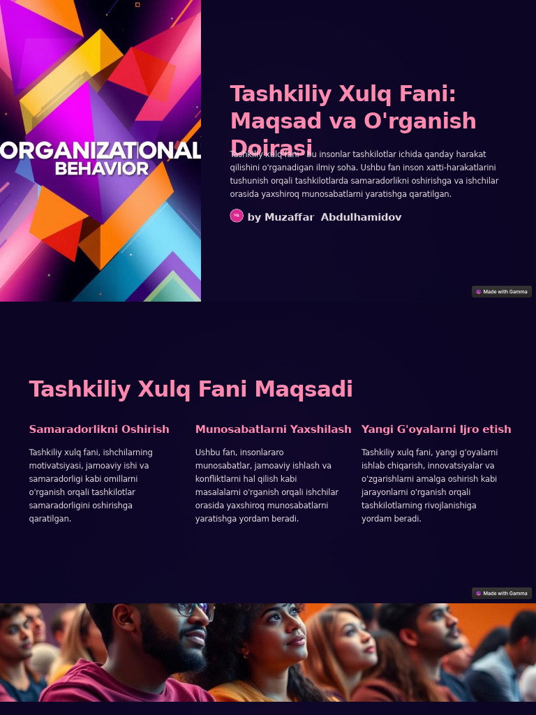 Tashkiliy Xulq Fani Maqsad Va Organish Doirasi | PDF