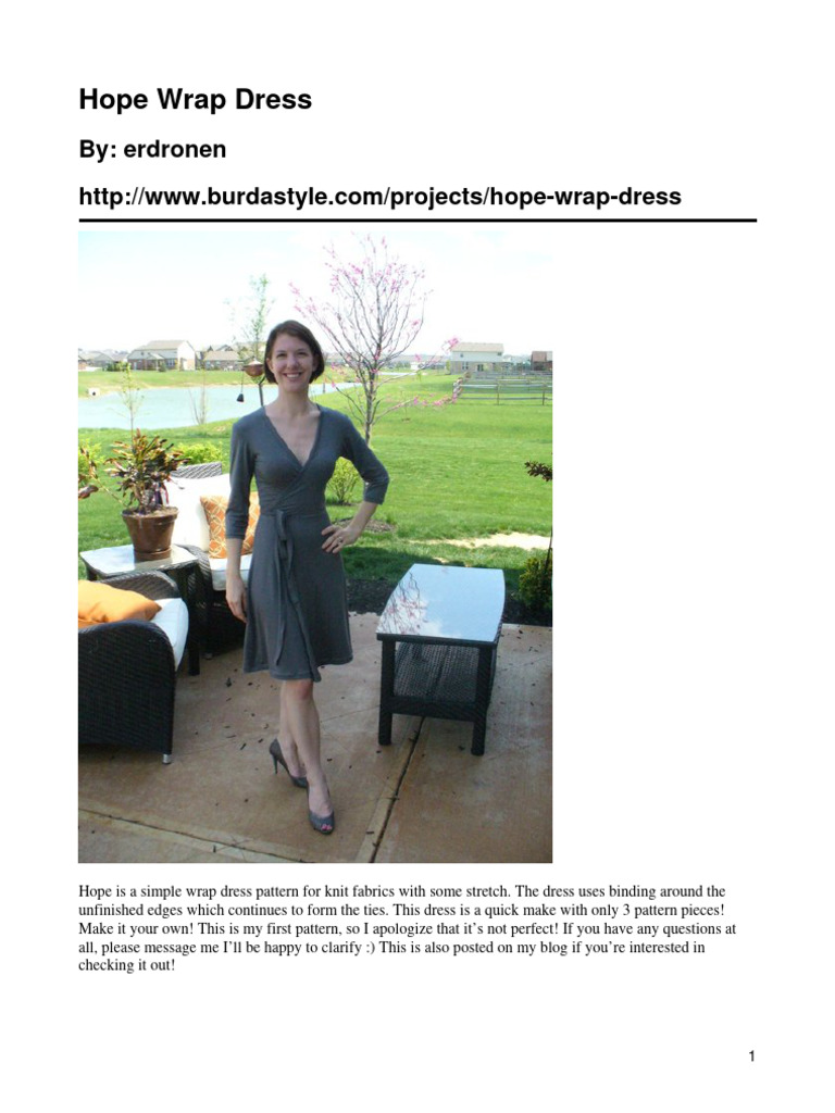 Knit Wrap Dress Sewing Pattern | PDF | Seam (Sewing) | Clothing