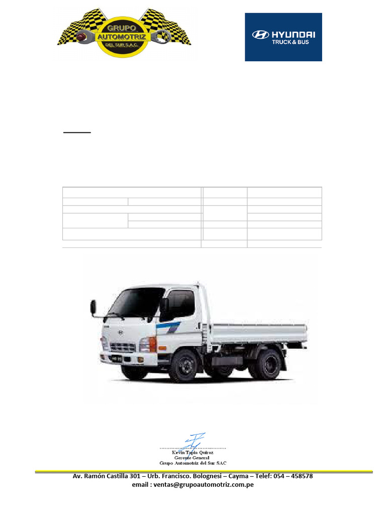 Oferta Camión Hyundai EX6 GT 2025 | PDF | Camión | Vehículo de motor