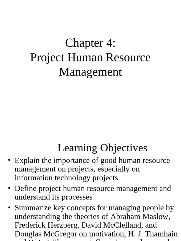 Chapter 4 Project Human Resource Management | PDF | Motivation ...