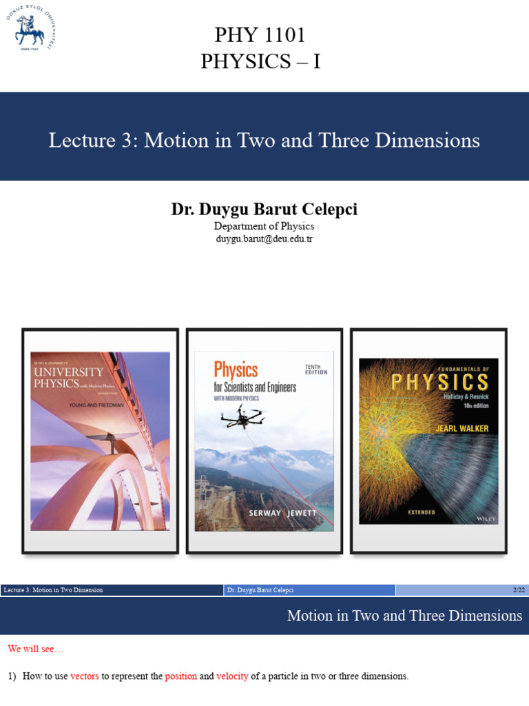 3 - Motion in Two and Three Dimensions | PDF | Acceleration | Velocity