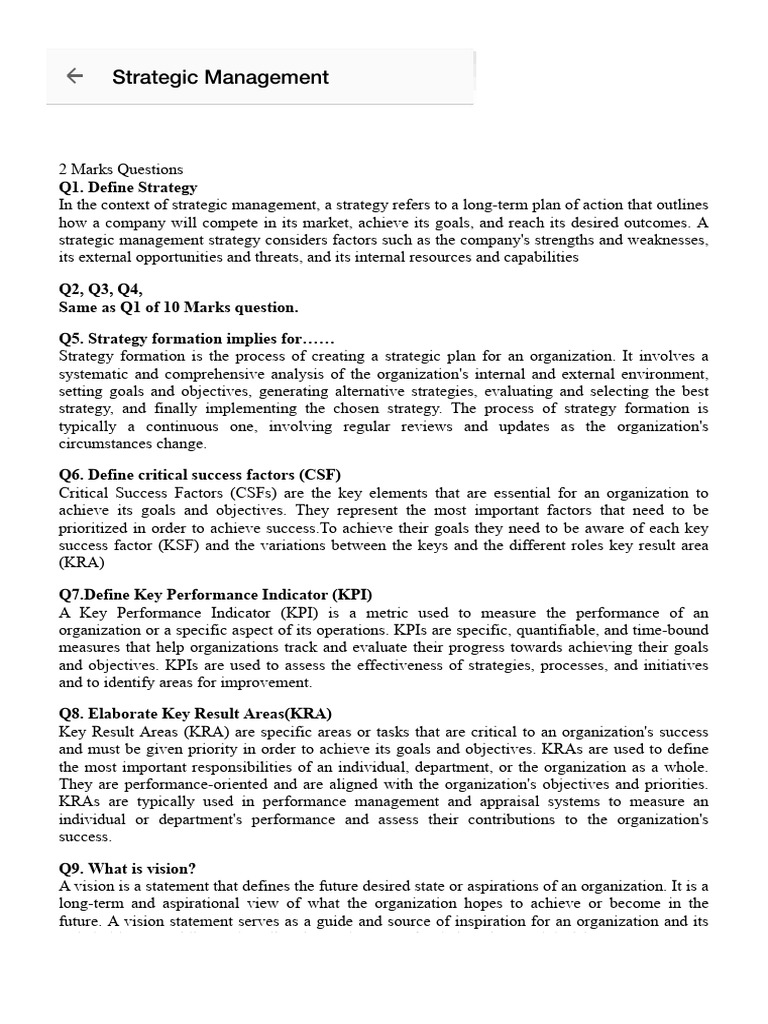 Strategic Management (1) | PDF | Strategic Management | Competitive Advantage