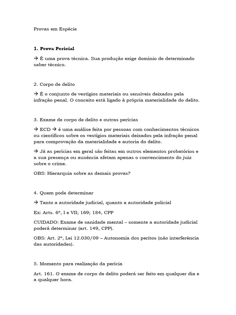 AULA 5. Provas Em Espécie PPll | PDF | Testemunha especializada ...