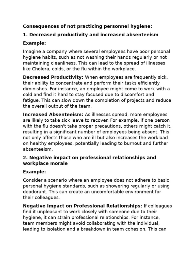 Consequences of Not Practicing Personnel Hygiene | PDF