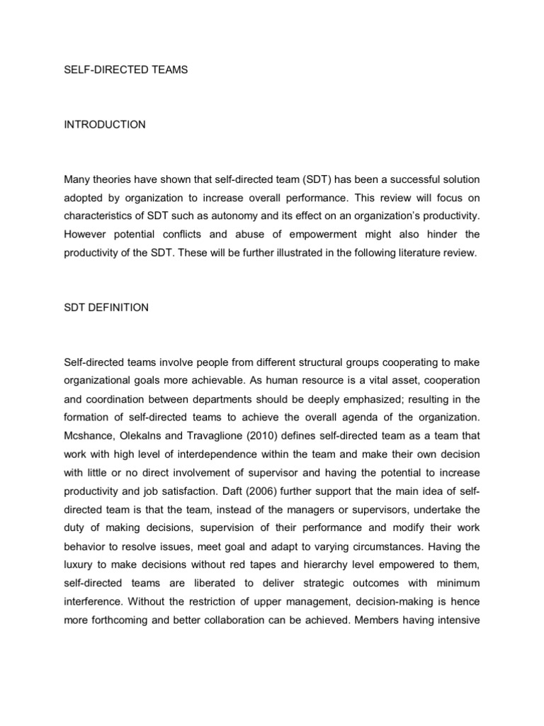 Self Directed Teams | PDF | Leadership | Empowerment