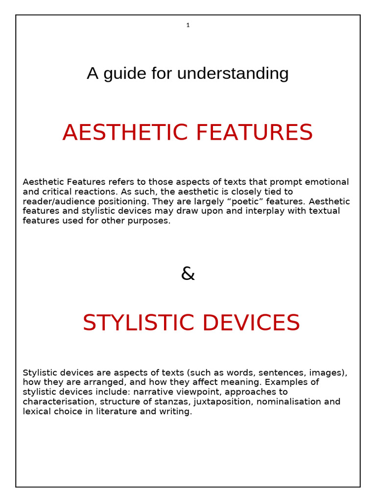 Aesthetic Features and Stylistic Devices Guide | PDF