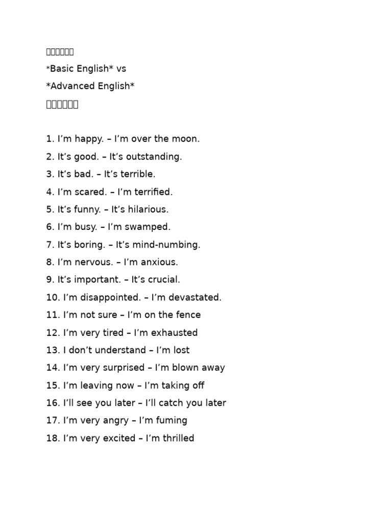 Basic English & Advanced English | PDF
