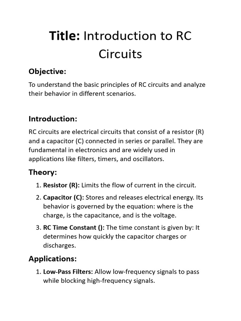 Introduction to RC Circuits | PDF