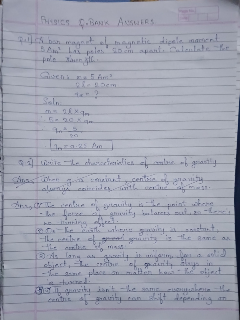Unit Test 2 Physics Question Bank Answers | PDF