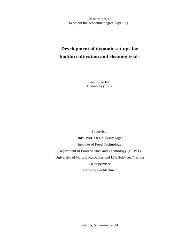 Development of dynamic set-ups for | PDF | Biofilm | Biology
