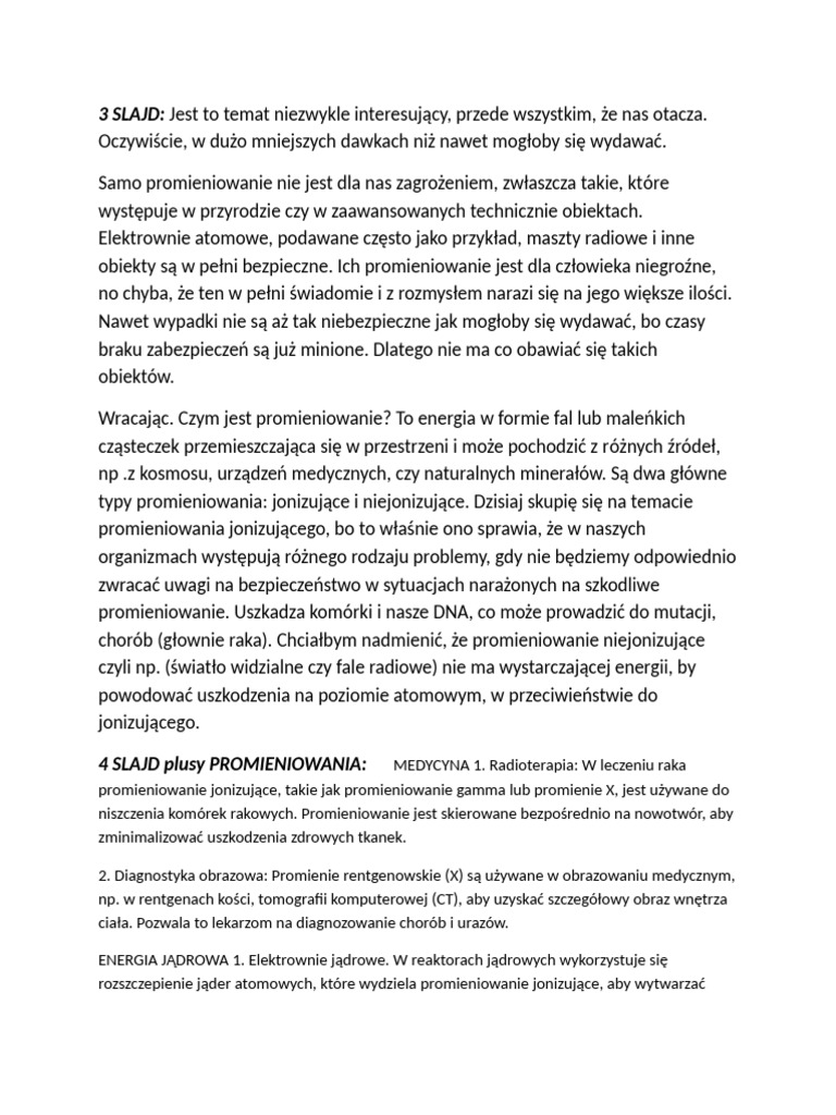 Promieniowanie Lekcja Liceum | PDF