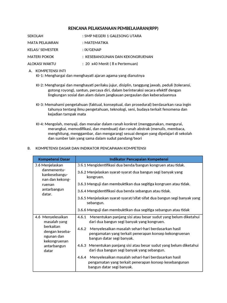 RPP - Kesebangunan | PDF