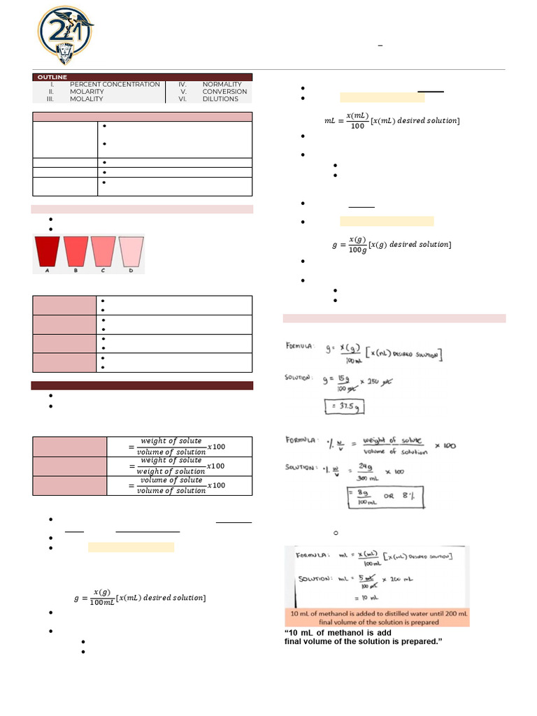 Topic 4 Laboratory Mathematics | PDF | Mass Concentration (Chemistry ...