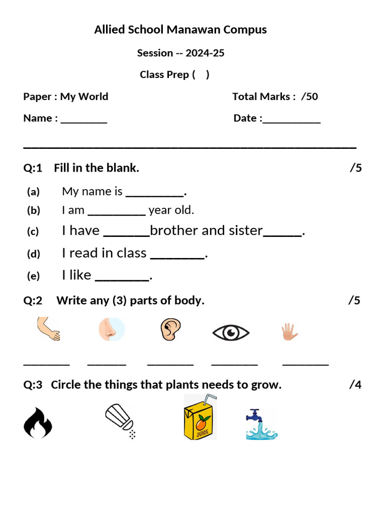 Prep Class Activity Sheet | PDF