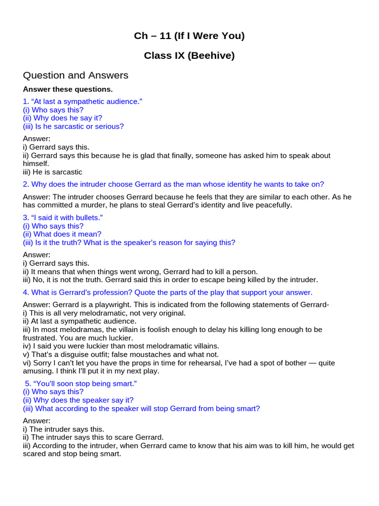 If I Were You QueAns-2 | PDF