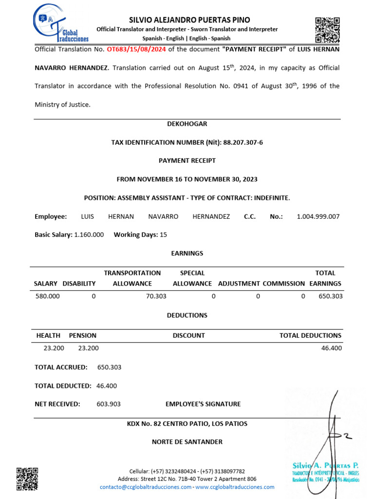 Desprendible de Pago de Luis Hernan Navarro Hernandez | PDF | Economies | Taxation