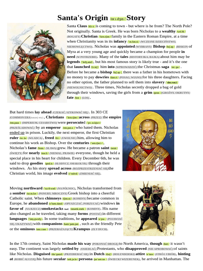 Santa's Origin Story TEXT | PDF | Santa Claus