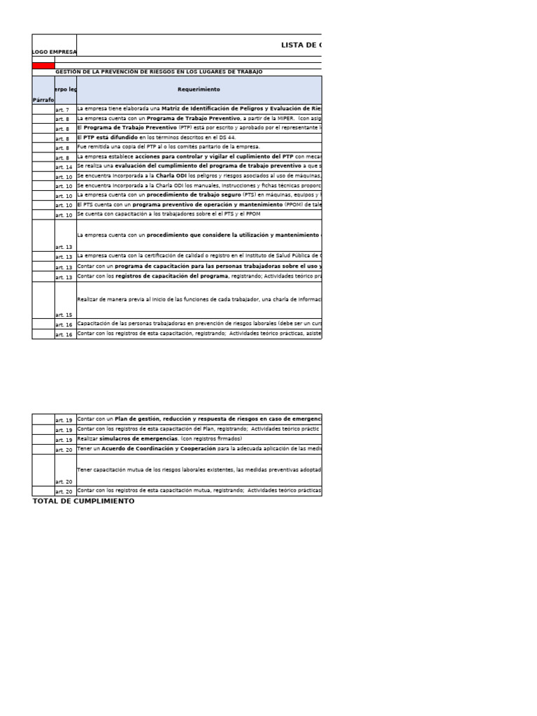 Check Lsit Lista de Chequeo DS 44 | PDF | La seguridad | Seguridad y ...