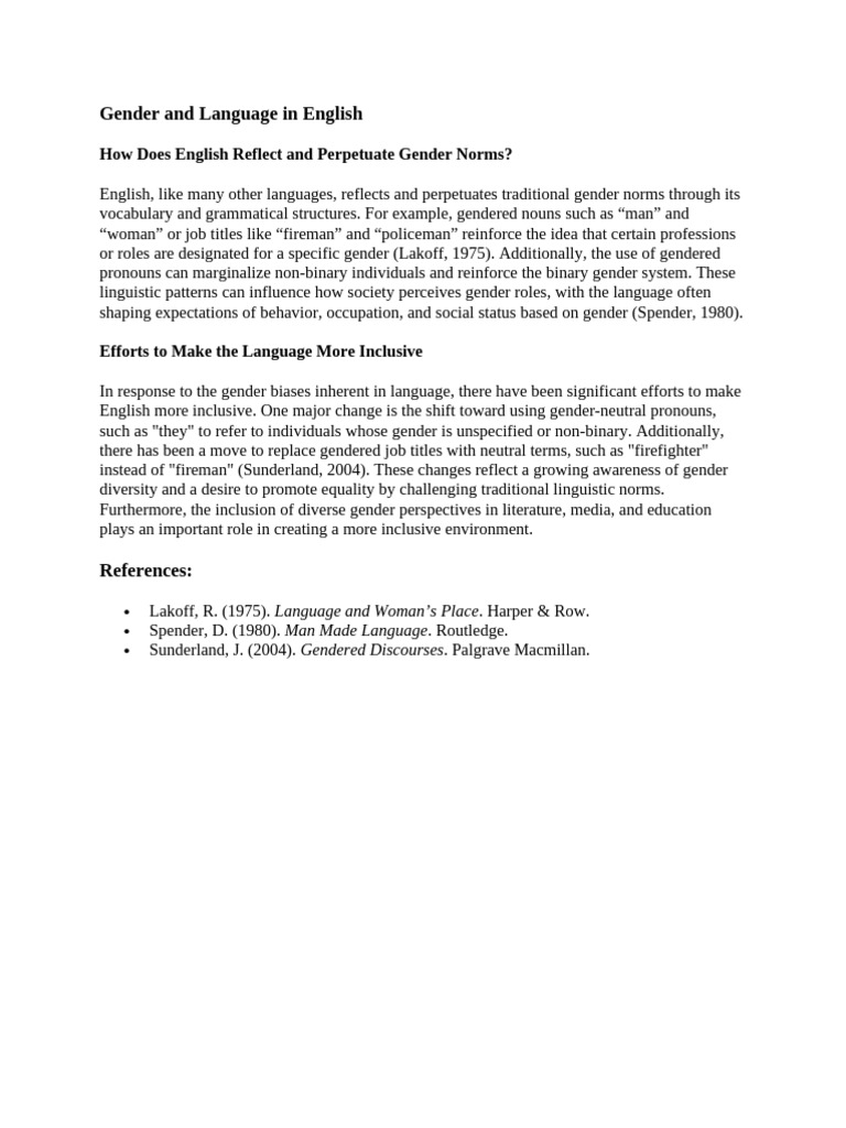 Gender and Language in English | PDF