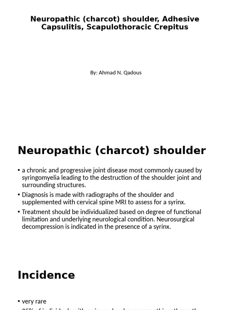 Charcot Shoulder | PDF | Medical Specialties | Nervous System
