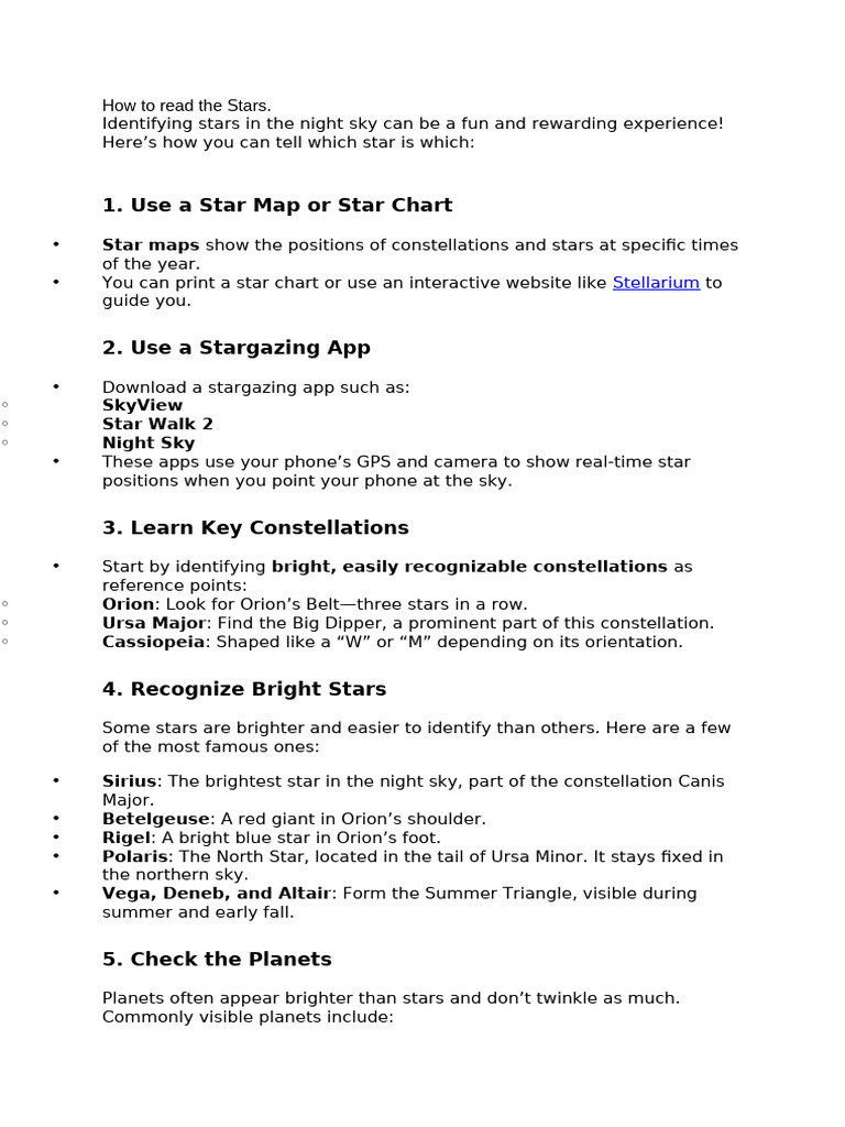 How To Read The Stars | PDF