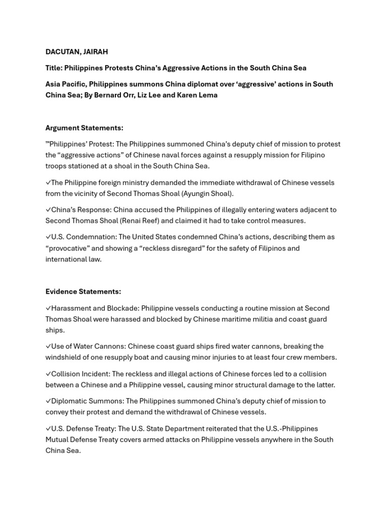 Argumentsj Evidence Statements Group 3 | PDF | Philippines | South ...