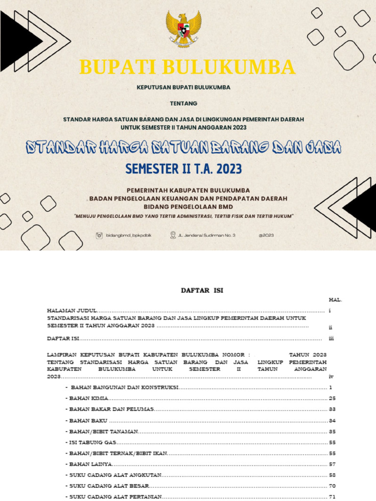 Standar Harga Satuan Barang Semester II Tahun 2023 | PDF