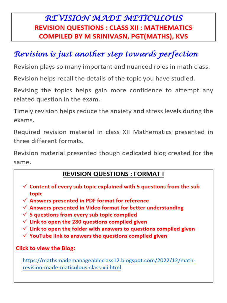 Math Revision Made Meticulous | PDF