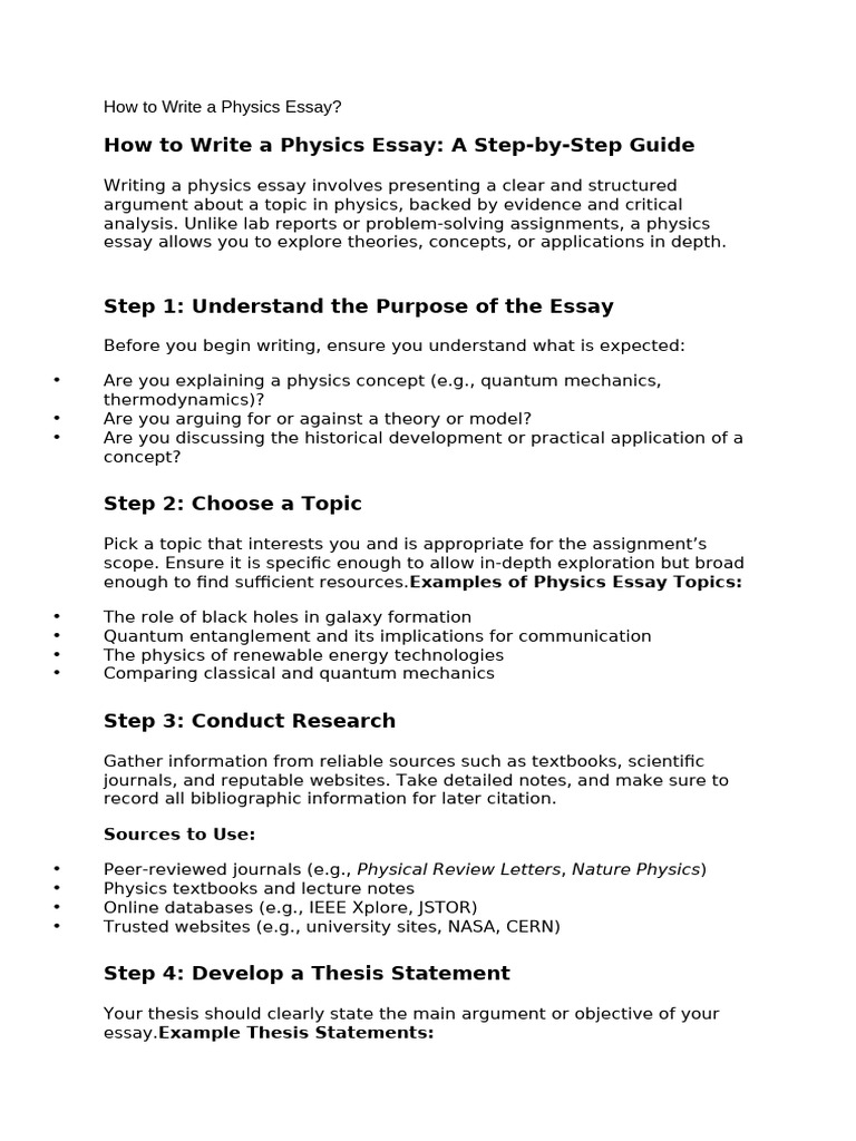 How To Write A Physics Essay | PDF | Physics | Essays