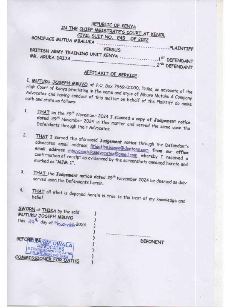 Affidavit of Service Affidavit of Service | PDF
