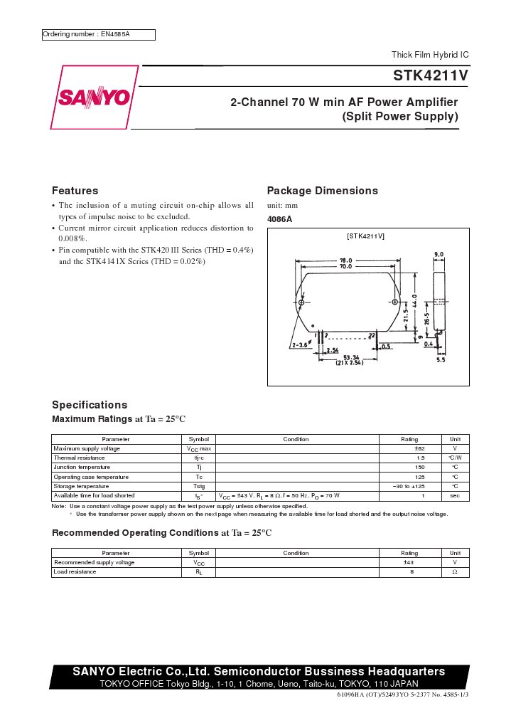 Datasheet 4211 | Power Supply | Amplifier | Free 30-day Trial | Scribd