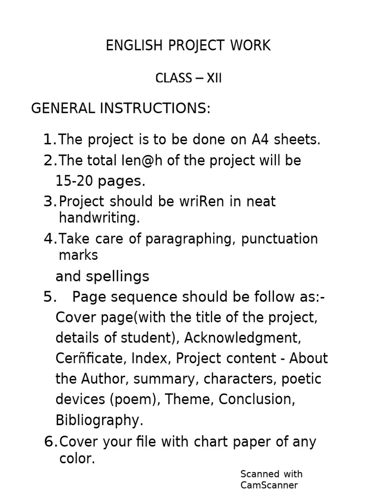 English Project Work | PDF
