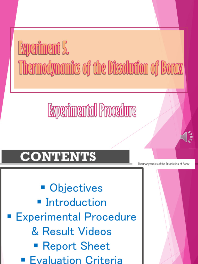 Exp5 - Thermodynamics of The Dissolution of Borax | PDF | Gibbs Free Energy | Enthalpy