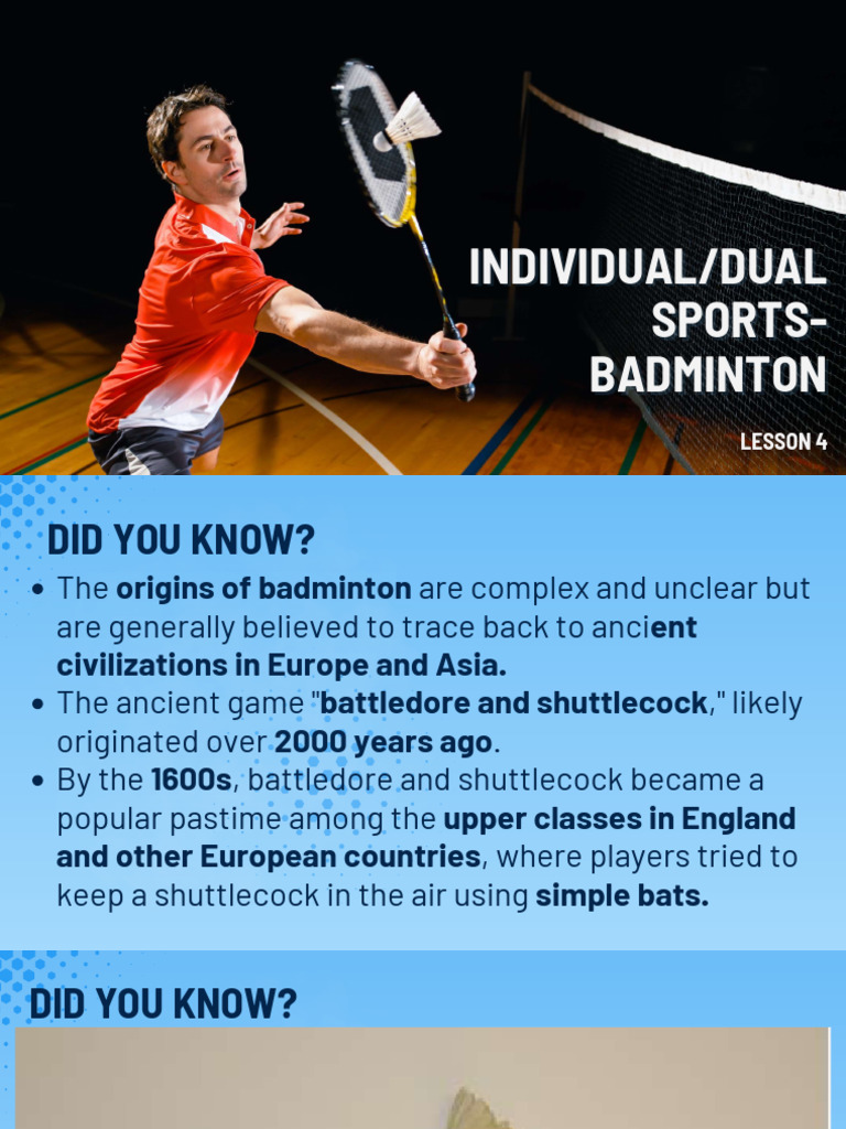IndividualDual Sports Badminton - Compressed | PDF | Sports | Athletic ...