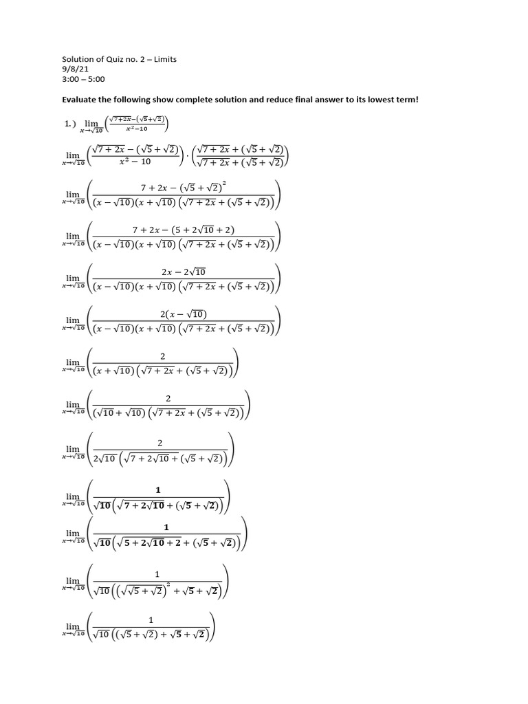 Solution of Quiz No. 2 1 | PDF