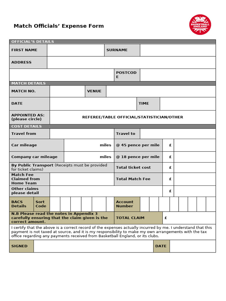Be-Expense-Form-Blank 2 | PDF
