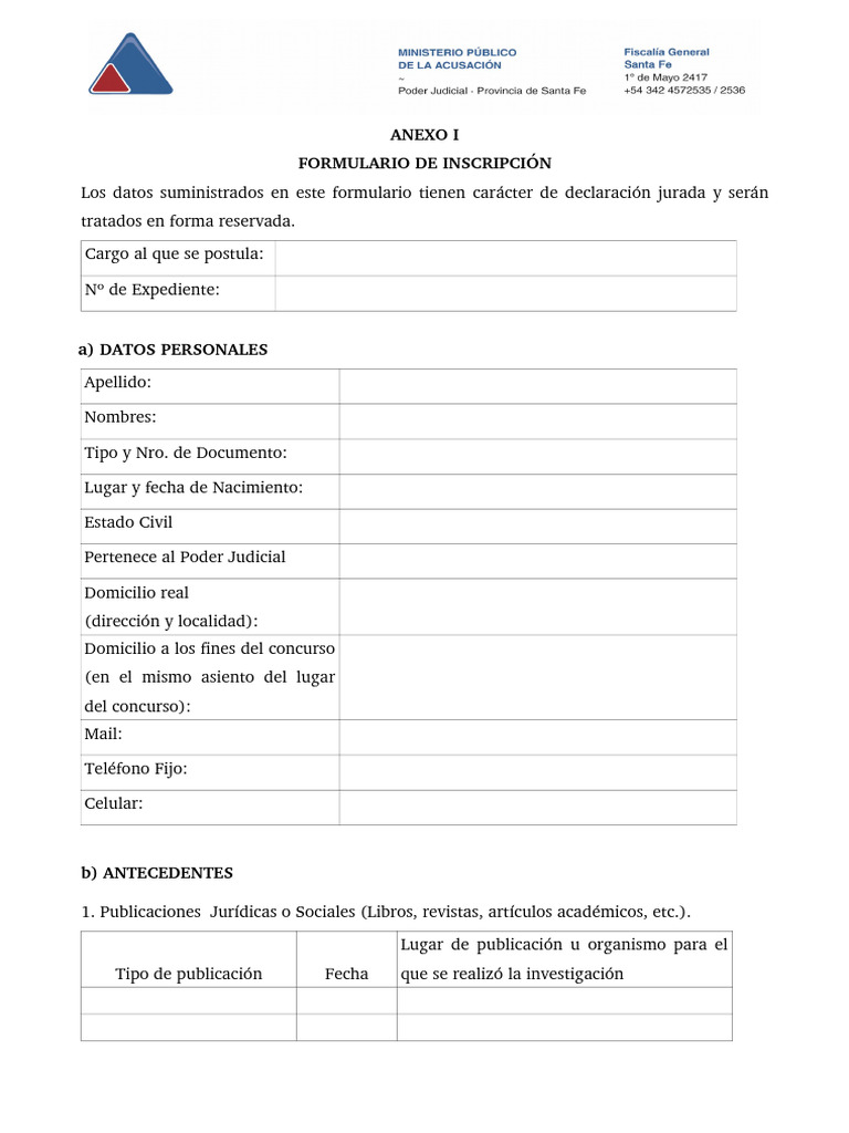 Formulario Inscripción Judicial | PDF