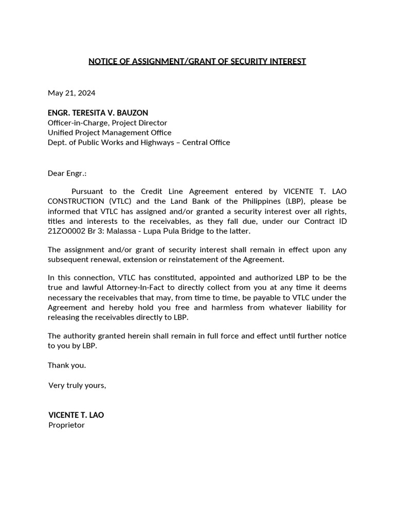 Notice of Assignment | PDF