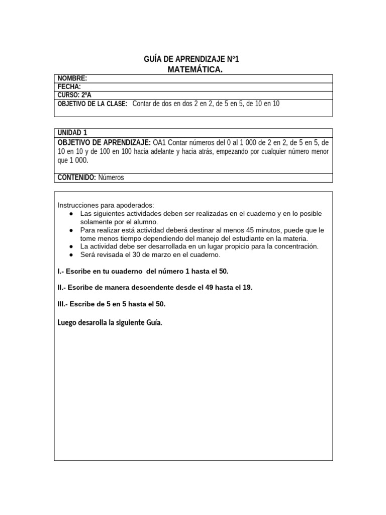 Contar de 2 en 2 - de 5 en 5 - de 10 en 10 | PDF