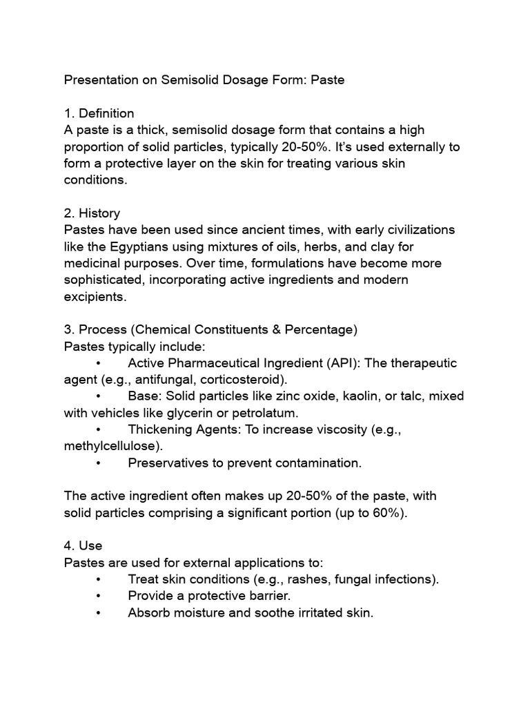 Understanding Semisolid Pastes in Medicine | PDF