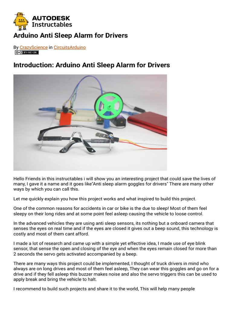 Arduino Anti Sleep Alarm For Drivers - 5 Steps (With Pictures ...