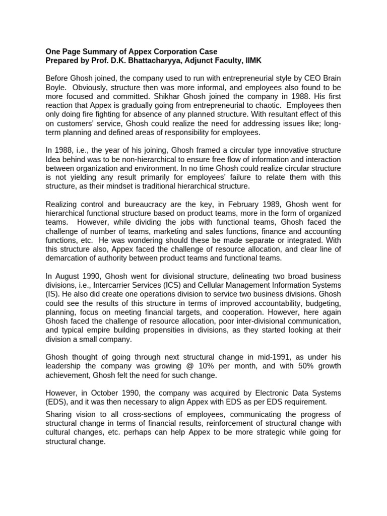 One Page Write Up On Appex | PDF | Business | Economies